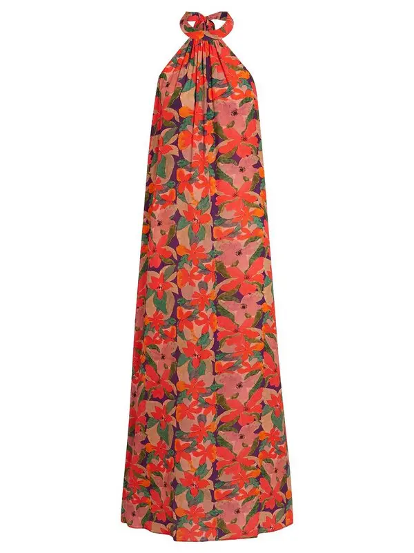 Solid & Striped Floral-print Halterneck Maxi Dress - Red