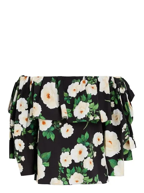 Carolina Herrera Off-the-shoulder Floral-print Top - Black