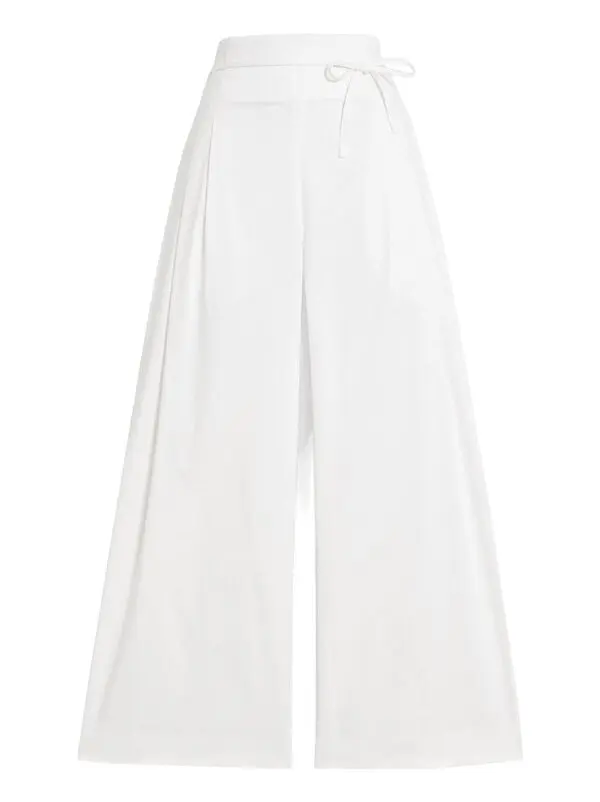 Carolina Herrera Cropped Wide-leg Cotton-blend Pants - White