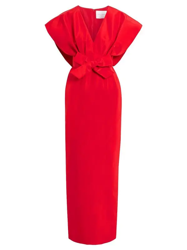 Carolina Herrera Bow-detailed Silk-faille Gown - Red