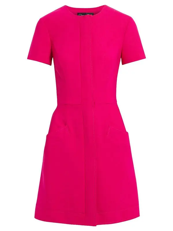 Oscar De La Renta Grain De Poudre Wool-blend Mini Dress - Fuchsia
