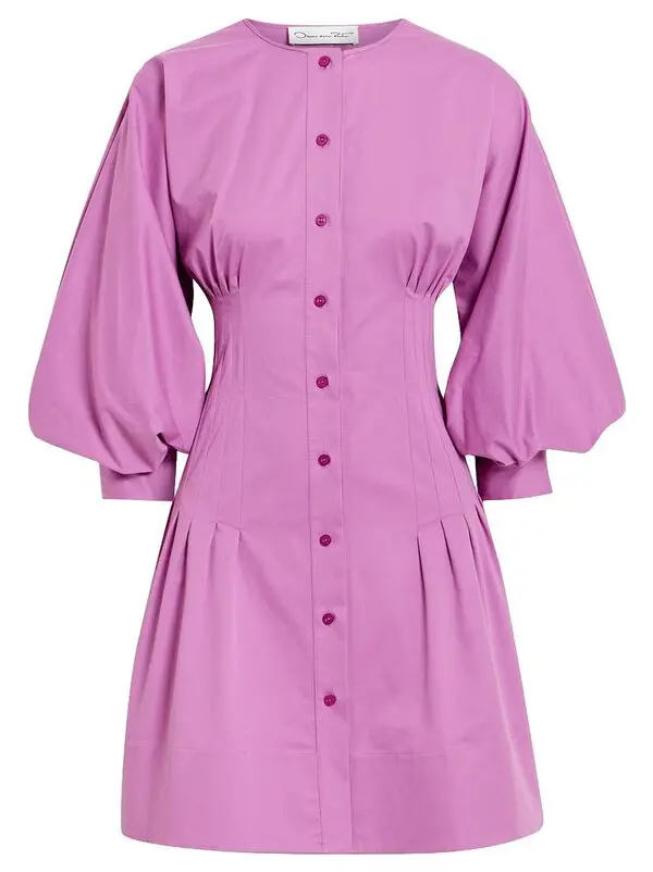Oscar De La Renta Pintucked Cotton-blend Poplin Mini Dress - Lilac