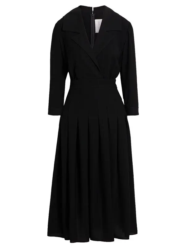 Carolina Herrera Wrap-effect Pleated Crepe Midi Dress - Black