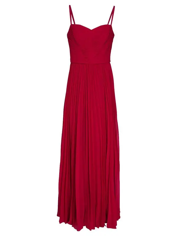 Zac Posen Pleated Chiffon Gown - Crimson