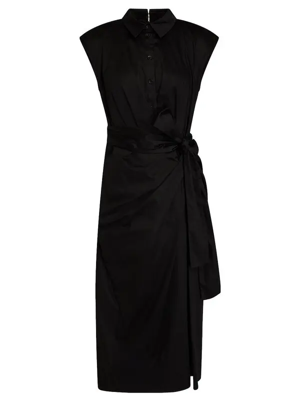 Carolina Herrera Draped Cotton-blend Poplin Midi Shirt Dress - Black