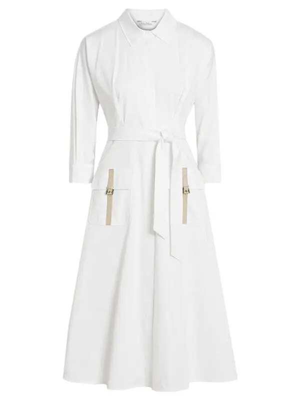 Max Mara Sibari Cotton-blend Poplin Midi Shirt Dress - White