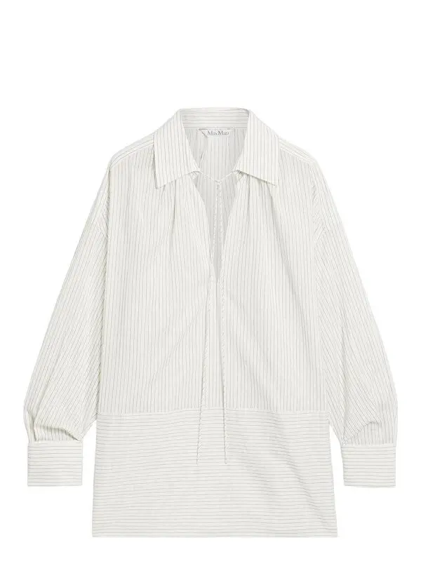 Max Mara Saletta Pinstriped Cotton And Silk-blend Blouse - Off-white