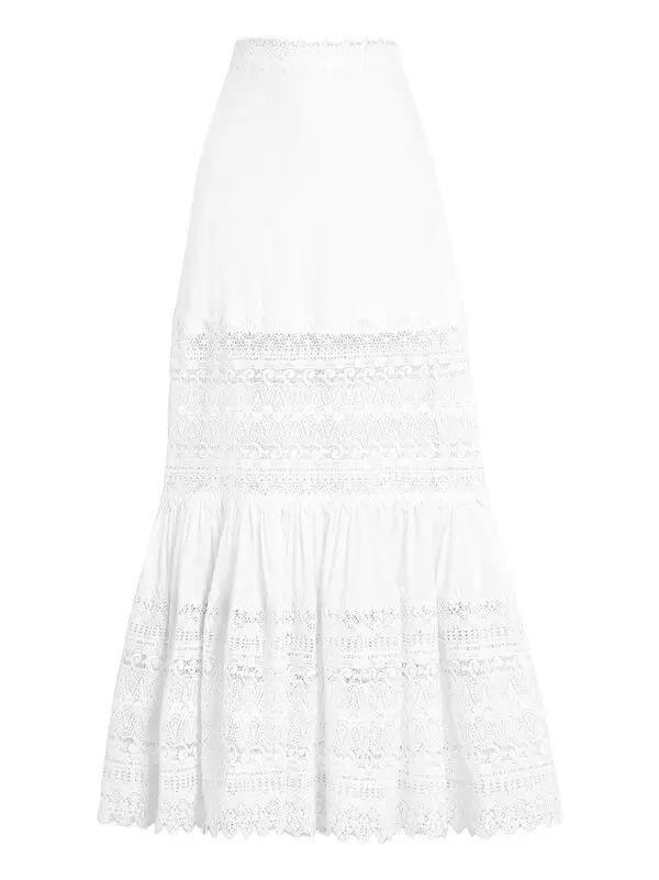 Charo Ruiz Ibiza Viola Guipure Lace-paneled Maxi Skirt - White