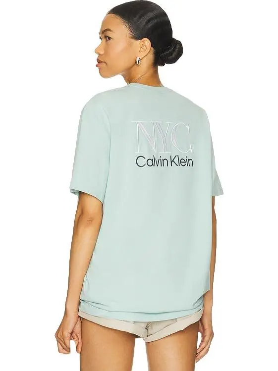 Calvin Klein Embroidered Nyc Back Crewneck Tee - Harbor Gray