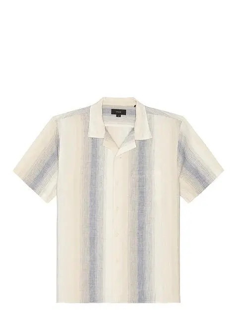 Vince Marina Stripe Short Sleeve Cabana Shirt In Blue - Blanco & Riveria Blue
