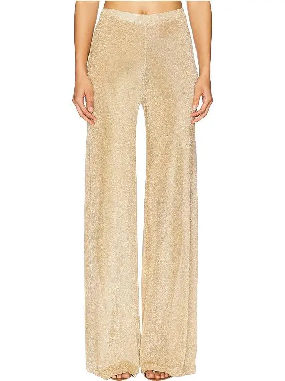 SEROYA Sheldon Metallic Knit Pants - Gold