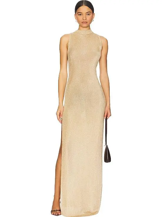 SEROYA Henne Metallic Dress - Gold