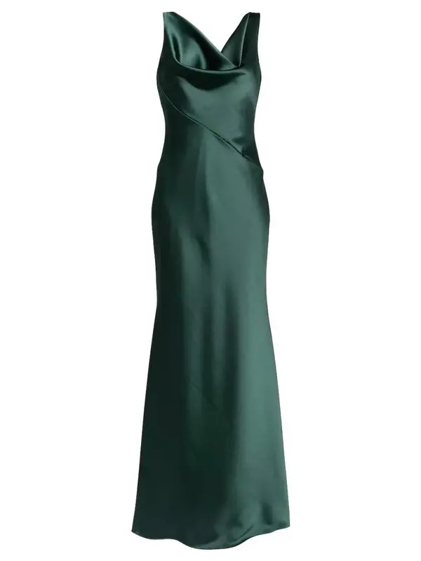 Amsale Bias-cut Cowl-neck Dress - Green