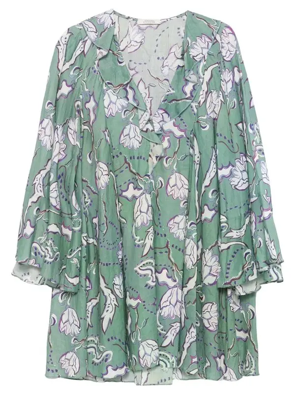 Dorothee Schumacher Floral-print Crinkled Mini Dress - Green