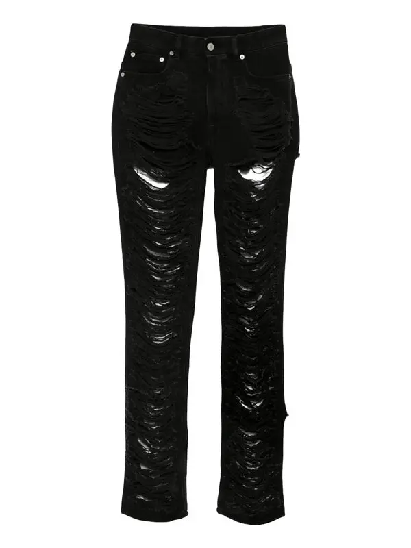 MAISON MARGIELA Ripped Straight Leg Jeans - Black