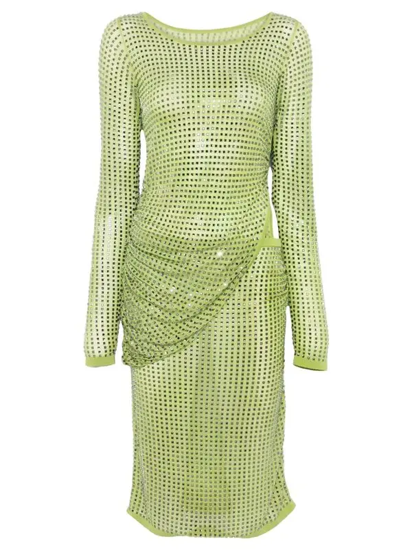 Christopher Esber Cirrus Hotfix Cutaway Midi Dress - Green