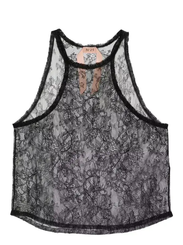 N°21 Floral-lace Tank Top - Black