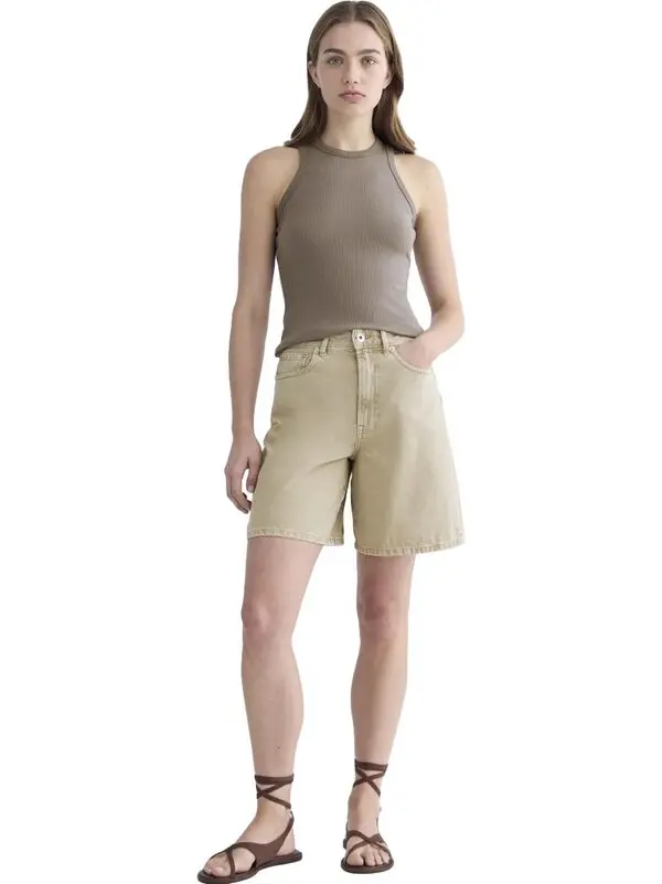 Everlane Long A-line Denim Short - Garment-dyed Tan