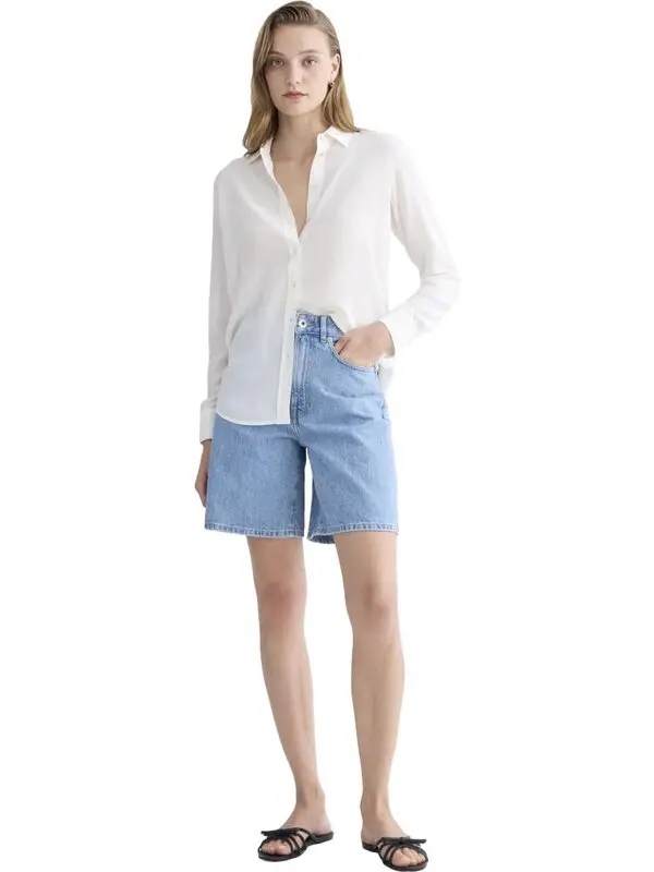 Everlane Long A-line Denim Short - Light Indigo