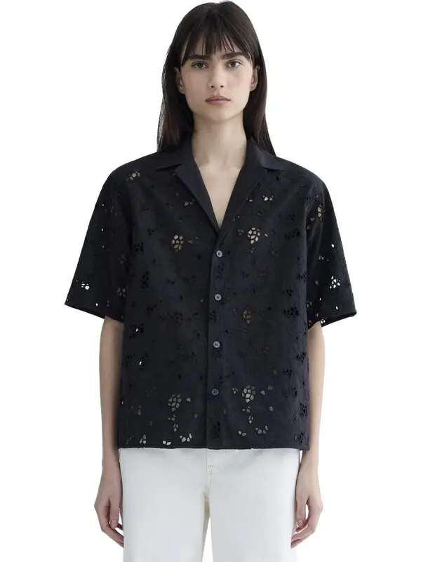 Everlane Eyelet Camp Shirt - Black