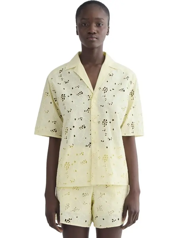 Everlane Eyelet Camp Shirt - Light Yellow