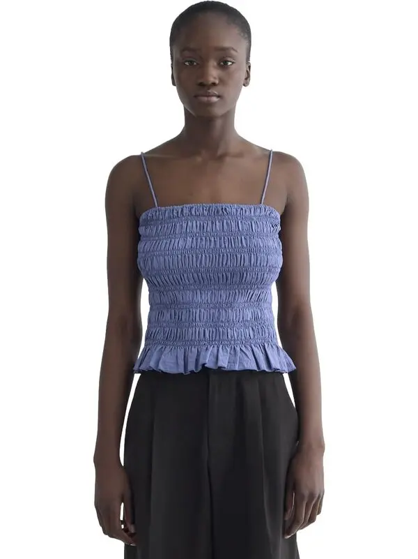 Everlane Smocked Tank Top - Blue Dusk