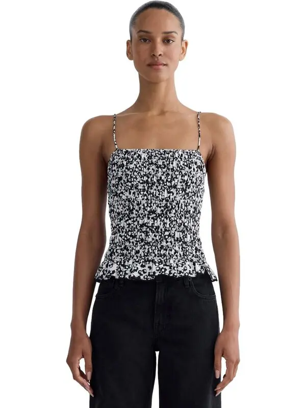 Everlane Smocked Tank Top - Bone/black Floral