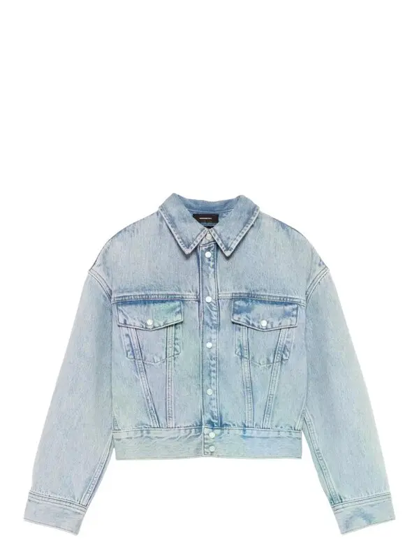 Wardrobe.NYC Cropped Denim Jacket - Blue