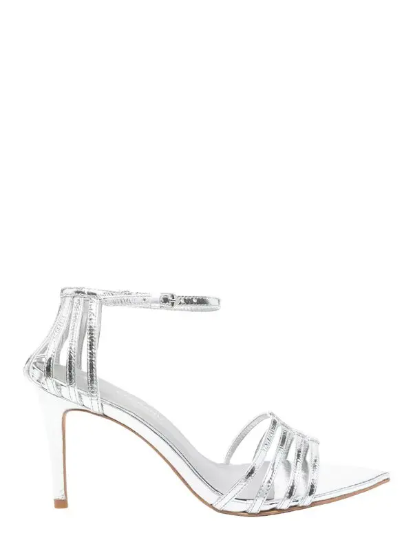 ANDREA CARRANO 90mm Leather Sandals - Silver