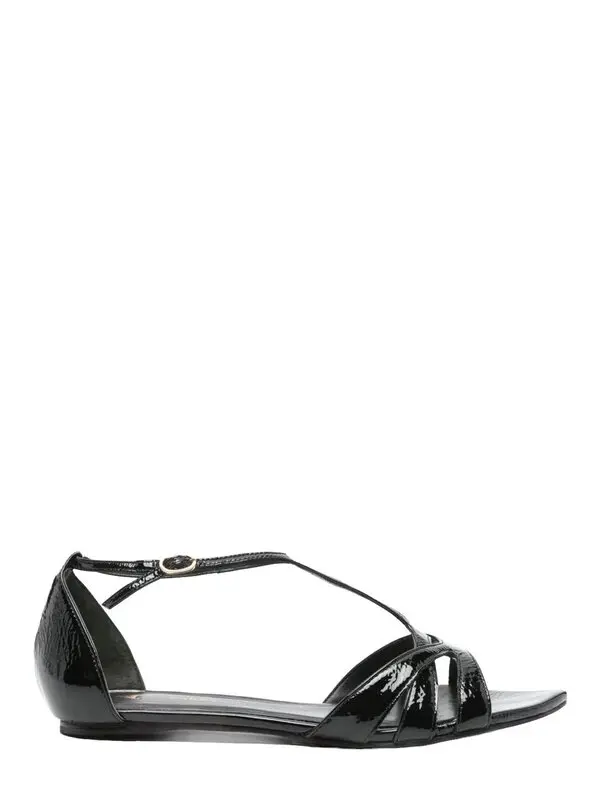 ANDREA CARRANO Leather Flat Sandals - Black