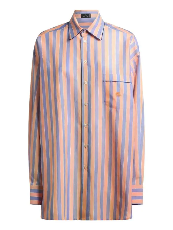 Etro Striped Muslin Shirt - Orange