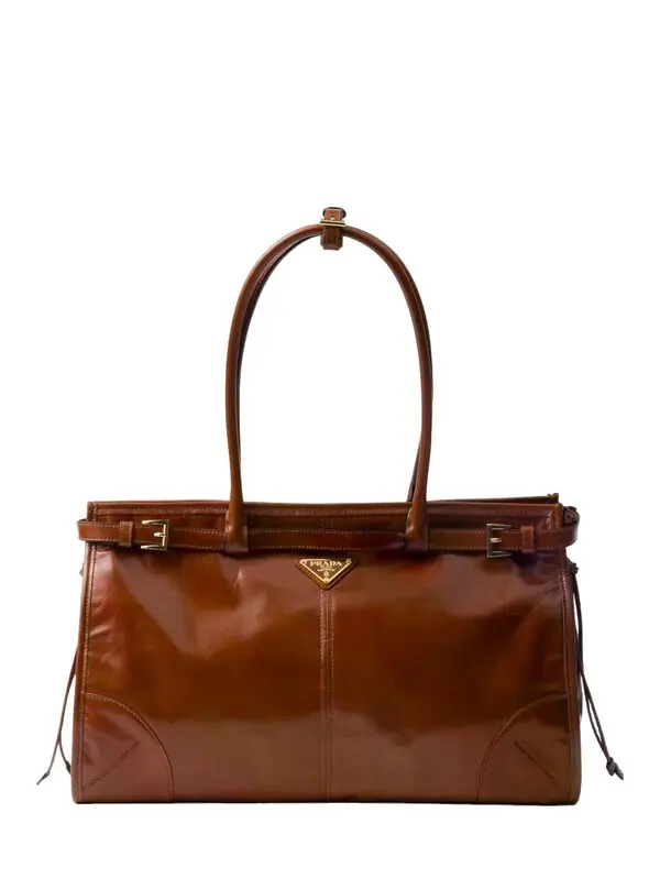 Prada Leather Bonnie Tote - Brown