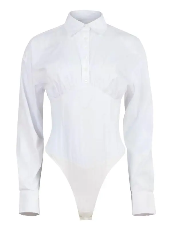 Fleur Du Mal Poplin Button-down Bodysuit - White