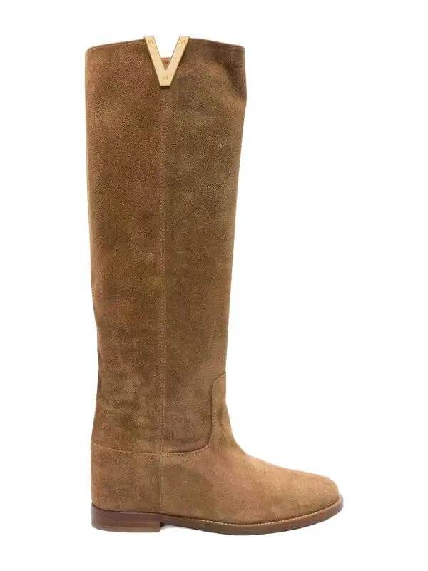 VIA ROMA 15 Suede Knee-high Boots - Brown