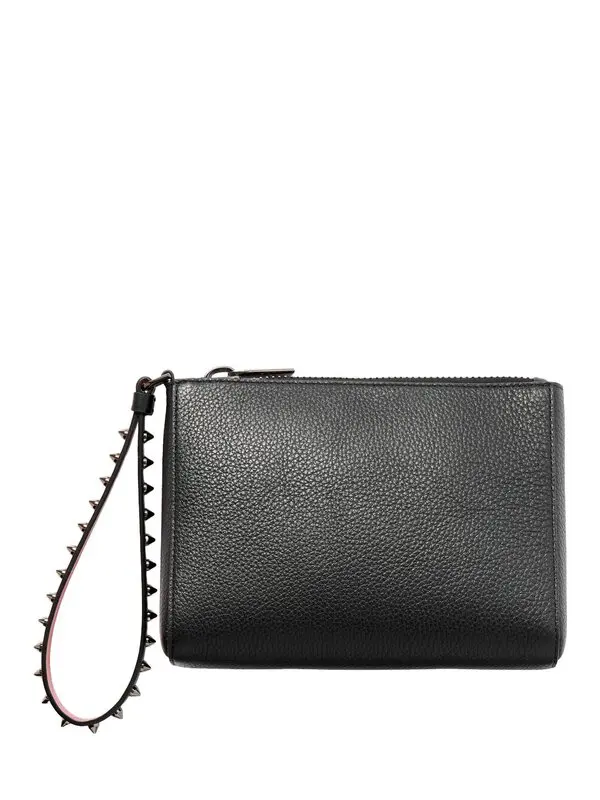 CHRISTIAN LOUBOUTIN Cabata Studded Textured-leather Clutch - Black