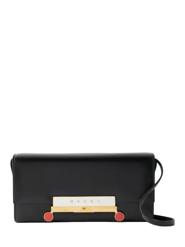 Marni Embellished Leather Shoulder Bag - Black