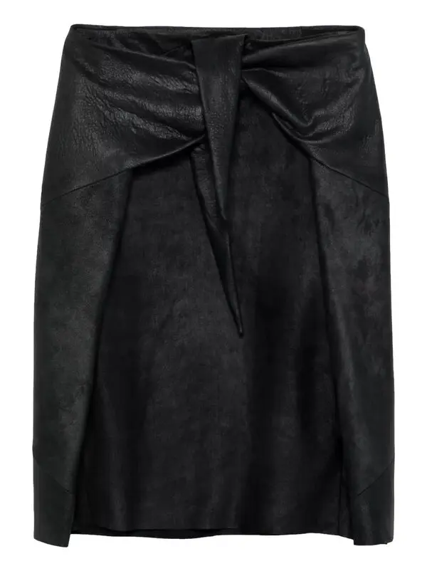 Rick Owens Leather Midi Skirt - Black