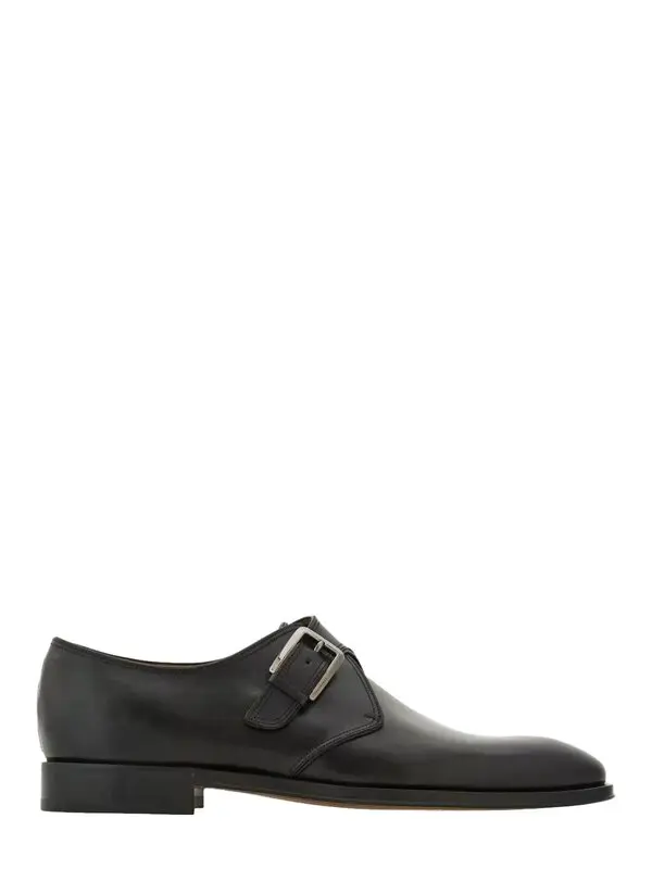 FERRAGAMO Buckle-fastening Leather Monk Shoes - Black