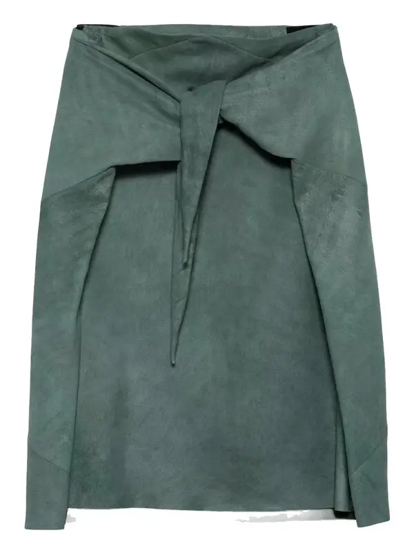 Rick Owens Leather Midi Skirt - Green