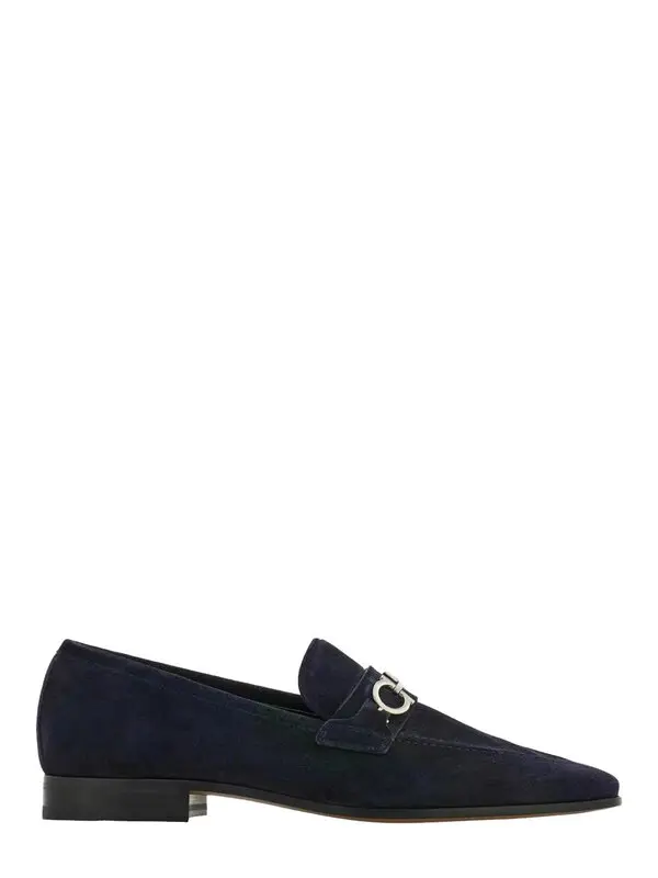 FERRAGAMO Gancini Suede Loafers - Blue