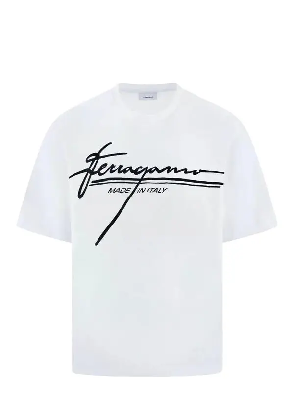 FERRAGAMO Logo-print Cotton T-shirt - White