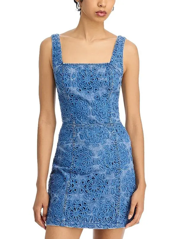 Alice + Olivia Maryann Floral Cutout Dress - Avery Blue