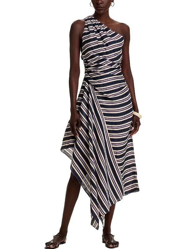 A.L.C. Lyn Asymmetric Dress - Navy Stripe