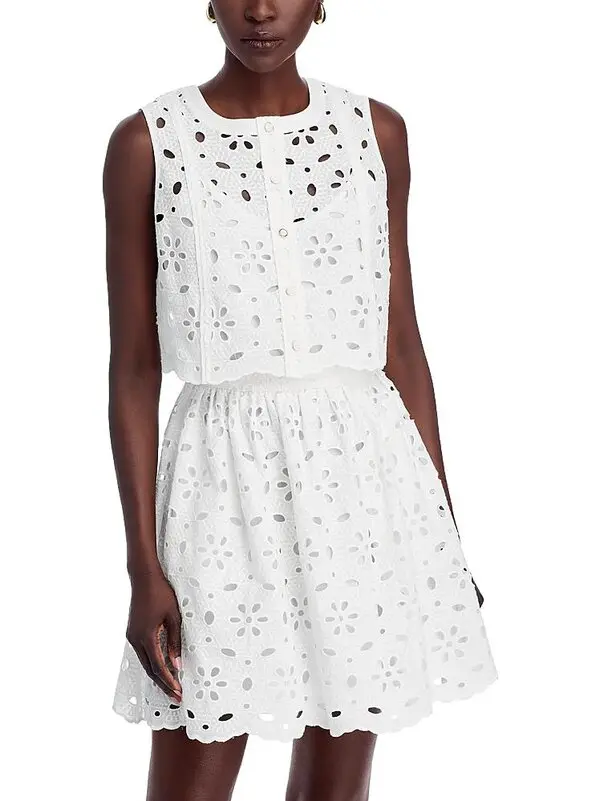 MILLY Nicolette Floral Eyelet Dress - White