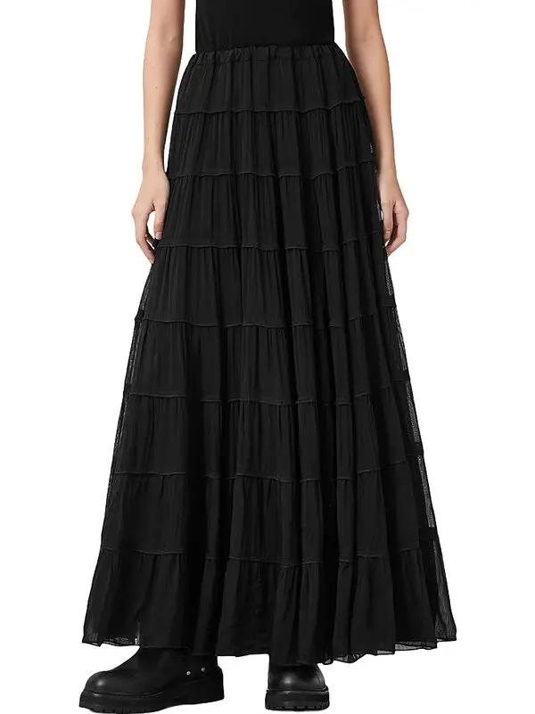 ALLSAINTS Eva Tiered Maxi Skirt - Black