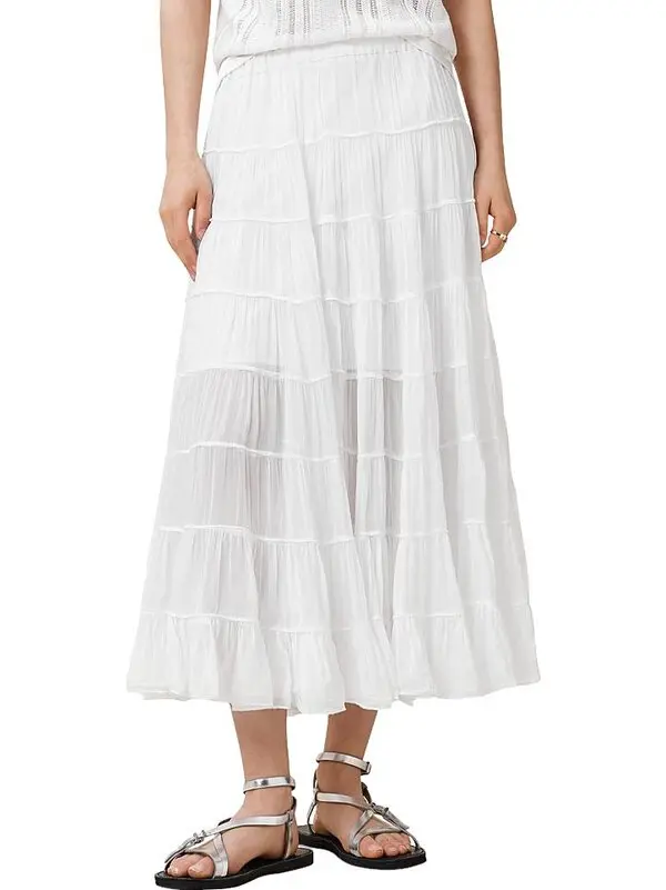 ALLSAINTS Eva Tiered Maxi Skirt - Chalk White