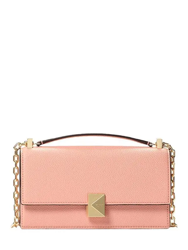 Kate Spade New York Deco Pebbled Leather Mini Flap Chain Crossbody - Apricot Cream