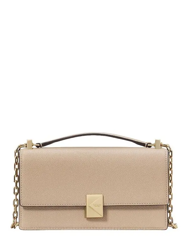 Kate Spade New York Deco Pebbled Leather Mini Flap Chain Crossbody - Timeless Tan