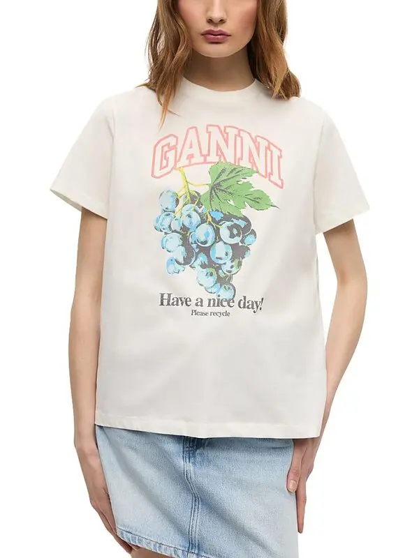GANNI Logo Graphic Tee - Egret