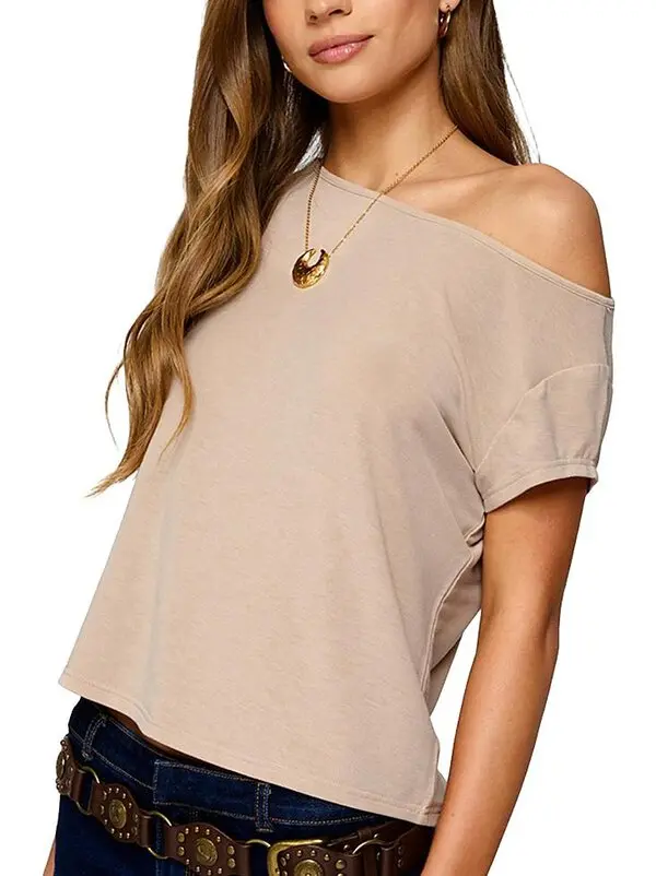 EDIKTED Anabella Off-shoulder Top - Beige